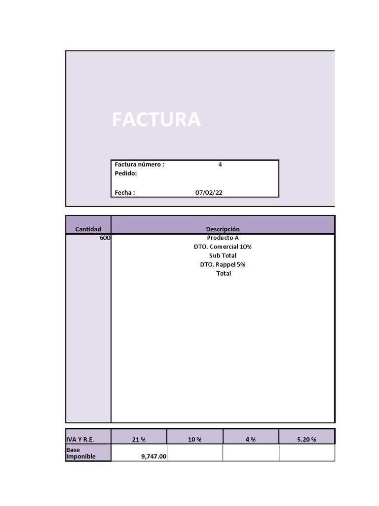 Factura Ejercicios Tema 4 | PDF | Factura | Documentos empresariales