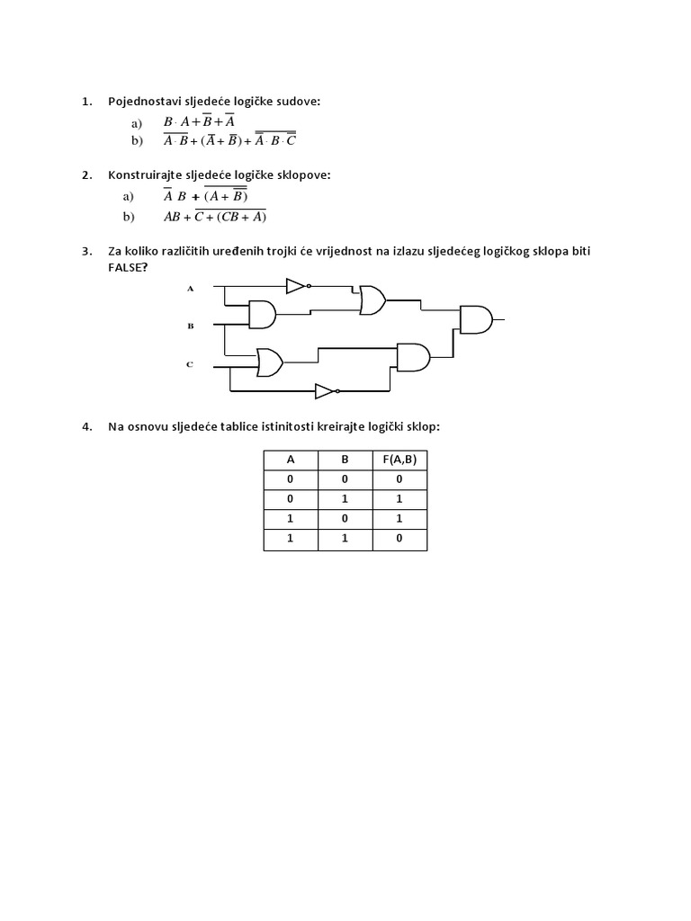 Zadaci Za Vježbu Logike | PDF