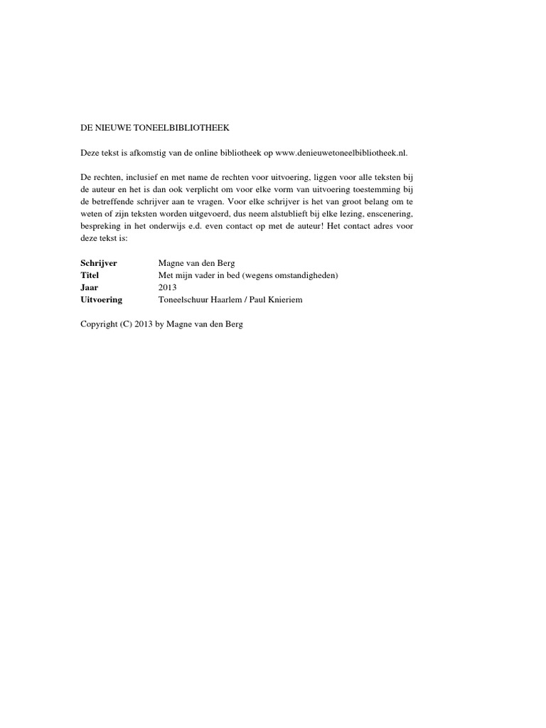 Magne Berg - Met Mijn Vader in Bed (Wegens Omstandigheden) | PDF