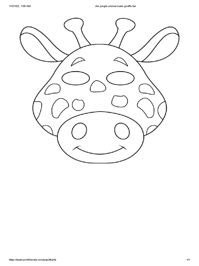 Vbs Jungle Animal Mask Giraffe BW | PDF