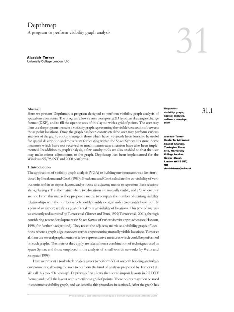 Depthmap: Visibility Graph Analysis Tool | PDF | Vertex (Graph Theory) | Mathematical Relations