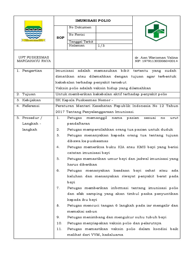 SOP Imunisasi Polio | PDF