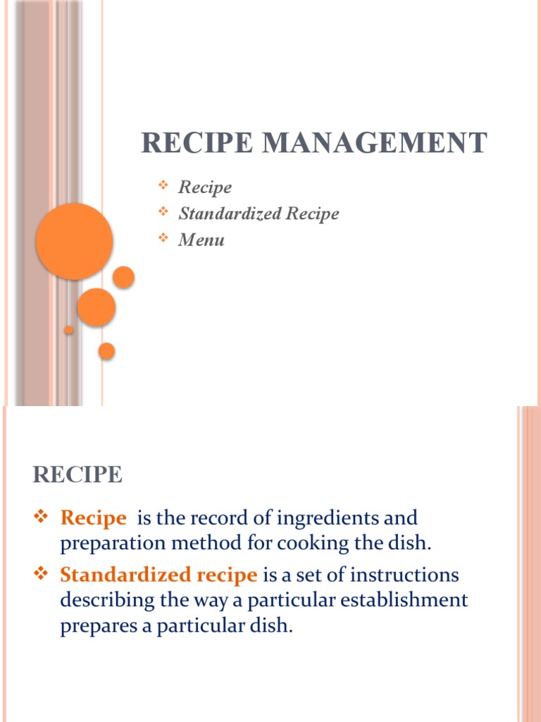Benefits of Standardized Recipes | PDF | Hors D'oeuvre | Food And Drink ...