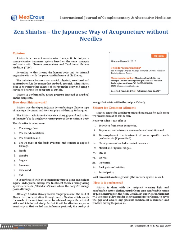 Artigo - Zen Shiatsu - The Japanese Way of Acupuncture Without Needles ...