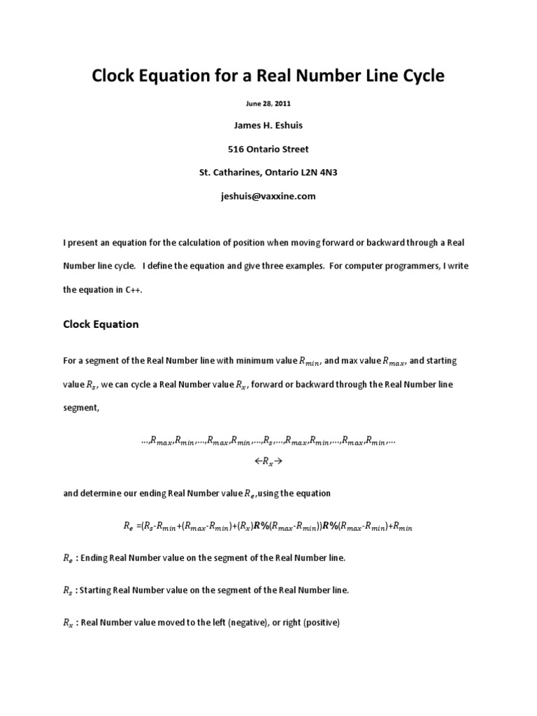 Clock Equation For A Real Number Line Cycle | PDF | Fraction ...
