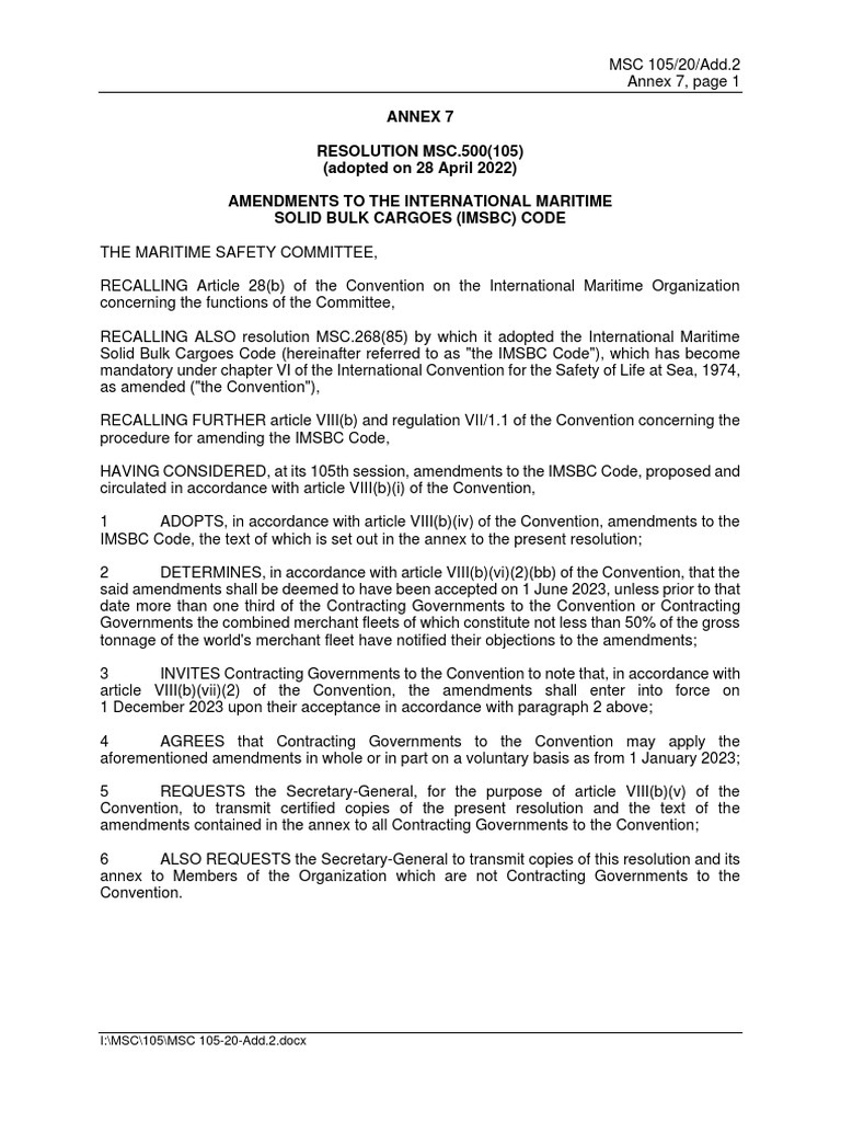 IMSBC Code Amendments 2022 | PDF | Fertilizer | Personal Protective Equipment