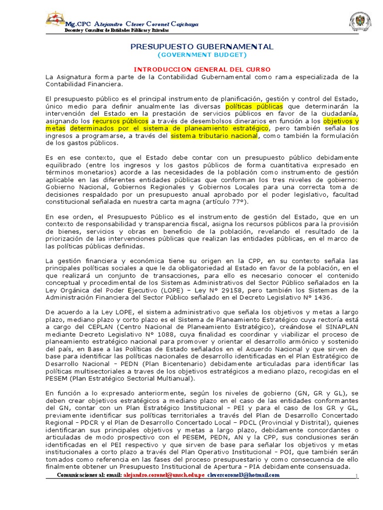 Separata 1 | PDF | Presupuesto | Estado financiero