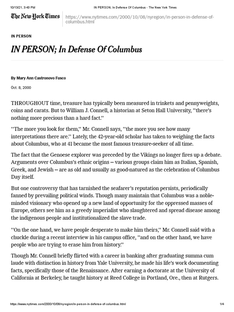 Historian Makes Case for Continued Commemoration of Columbus While ...
