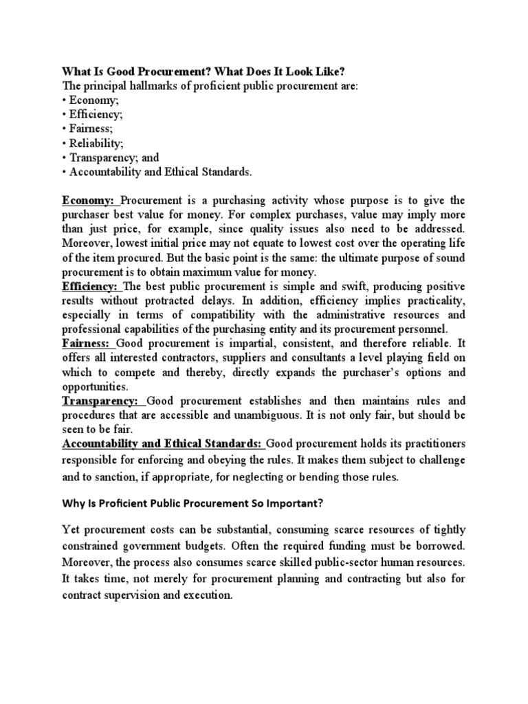 Key Principles of Effective Procurement | PDF | Procurement | World Bank