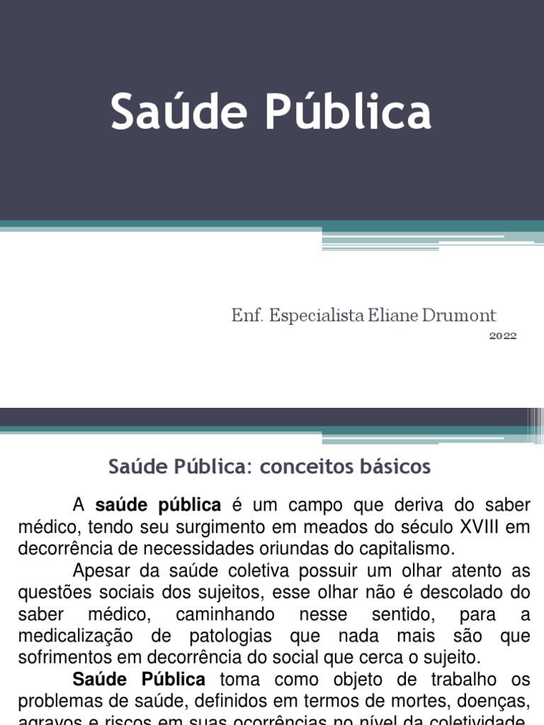 Saúde Pública no Brasil: Conceitos Básicos e Histórico | PDF | Saúde pública | Epidemiologia