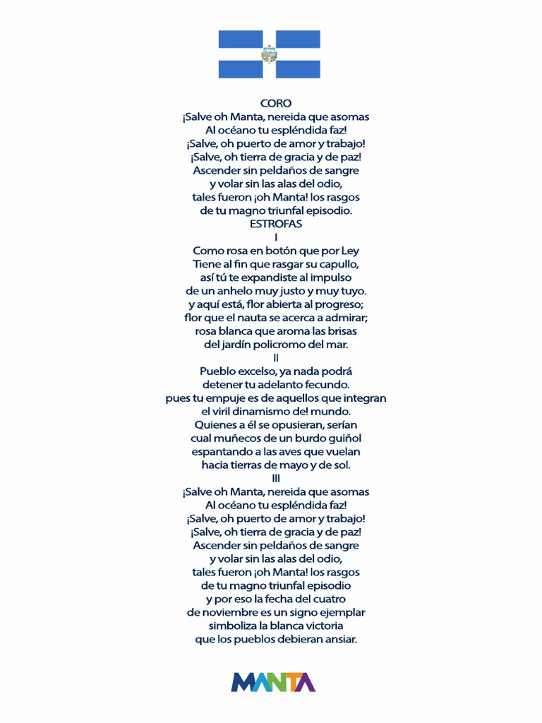 Himno de Cantón Manta | PDF