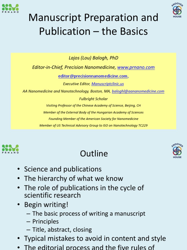 Manuscript Preparation and Publications Balog | PDF | Data | Experiment