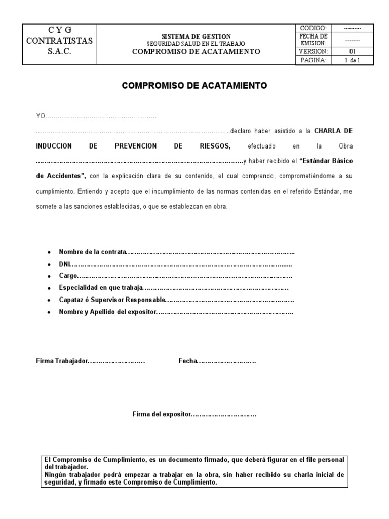 Compromiso de Acatamiento | PDF | Finanzas y dinero