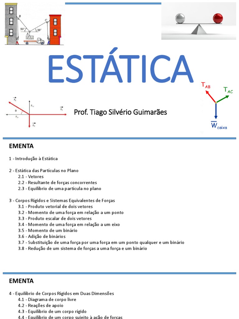 Estática: Conceitos Fundamentais e Aplicações | PDF | Vetor euclidiano ...