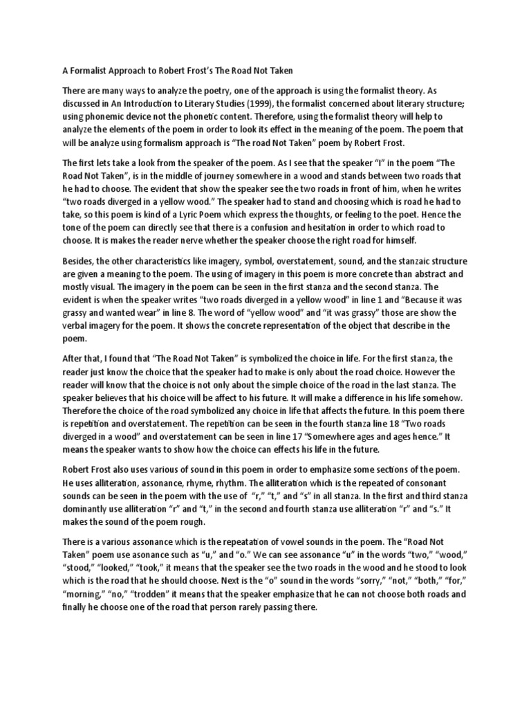 A Formalist Approach To Robert Frost | PDF | Poetry | Poetic Form