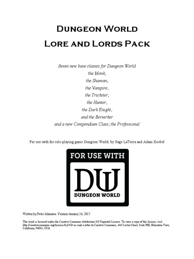 Dungeon World Lore & Lords Pack | PDF | Vampires
