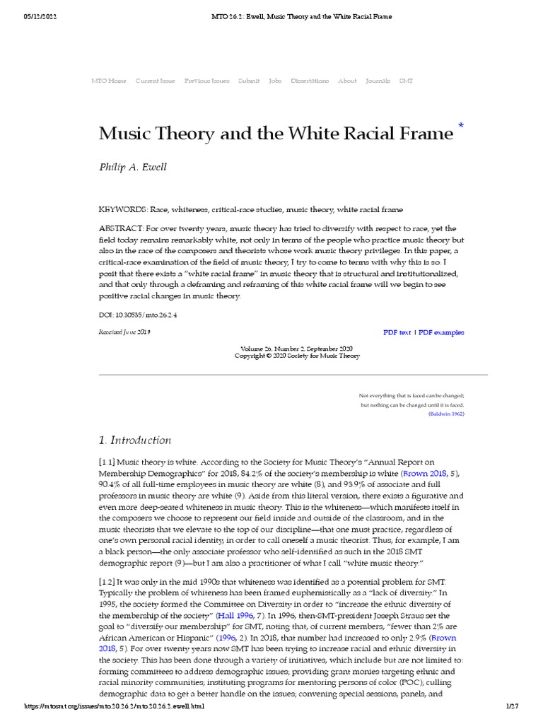 Ewell, Music Theory and The White Racial Frame | PDF | Racism ...