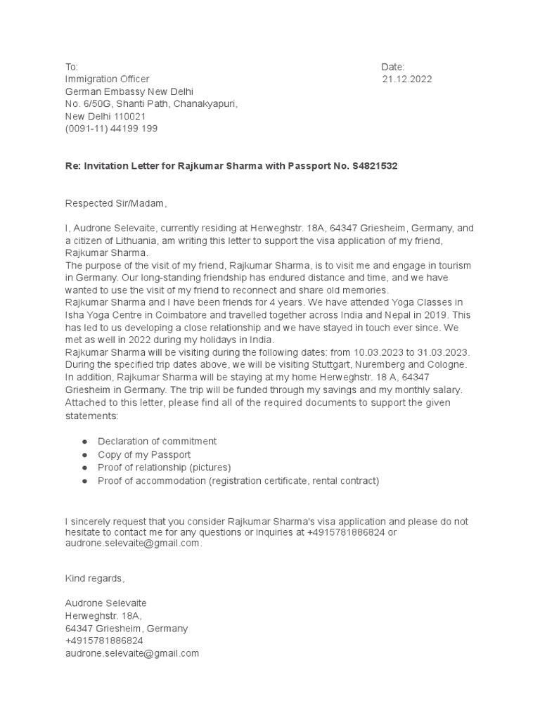 Example of Invitation Letter | PDF