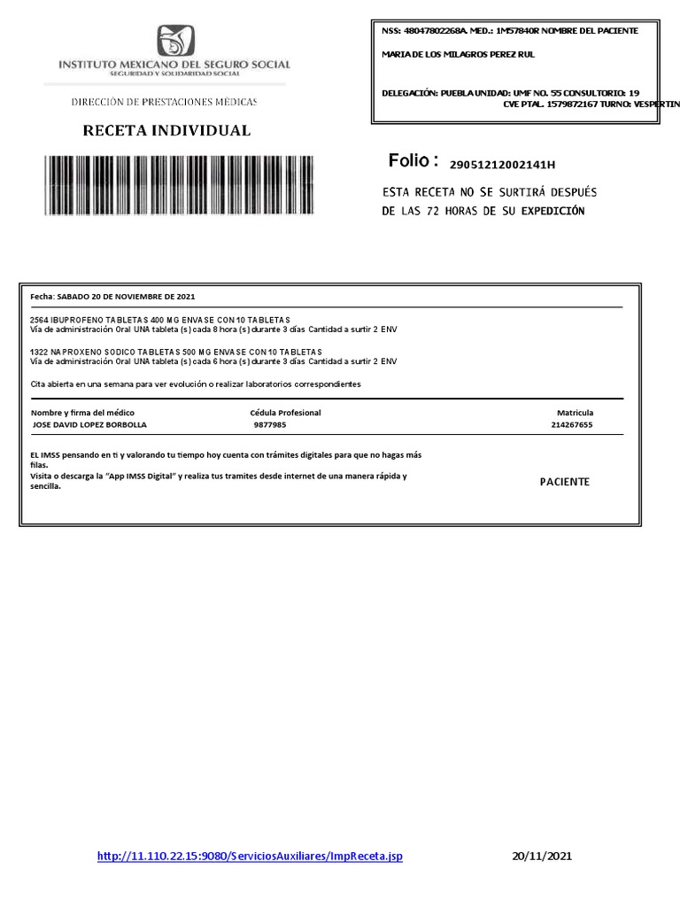 Receta Editable Imss | PDF