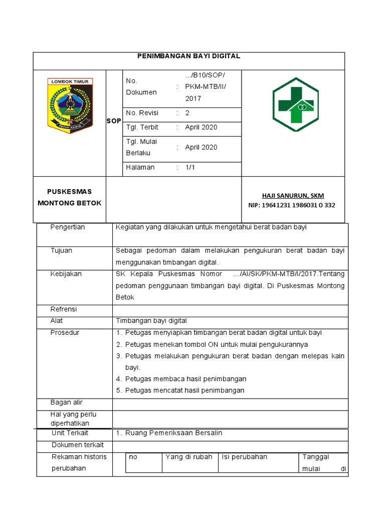 SOP Timbangan Digital | PDF