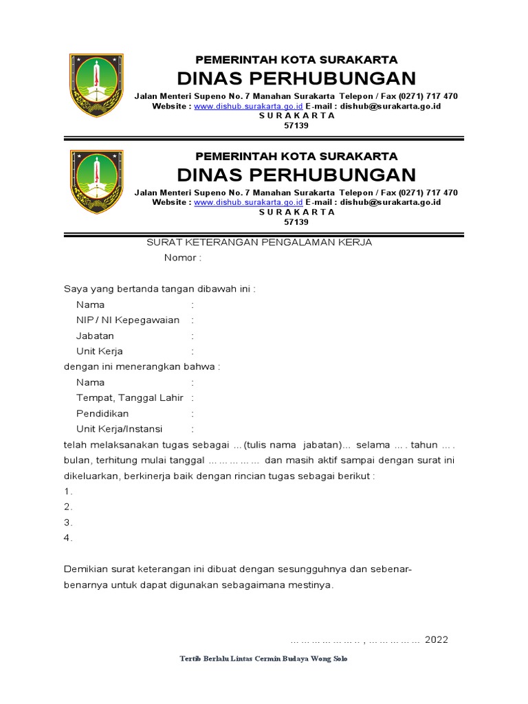 Surat Keterangan Pengalaman Kerja Ber Kop | PDF