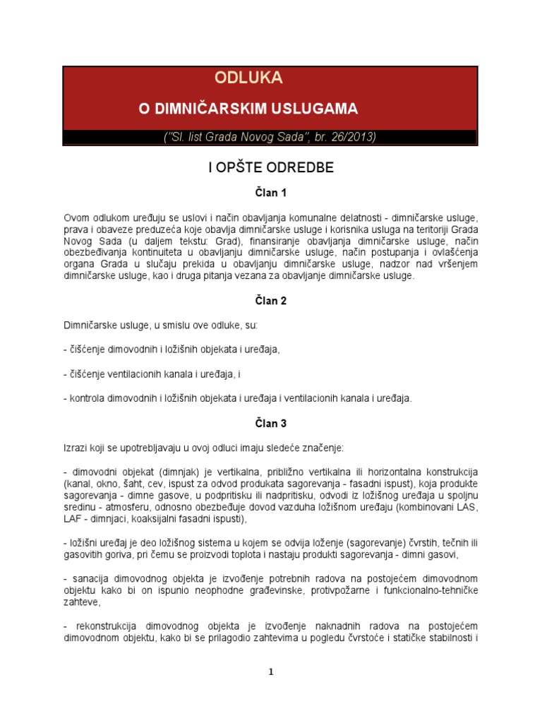 Odluka o Dimnicarskim Uslugama | PDF