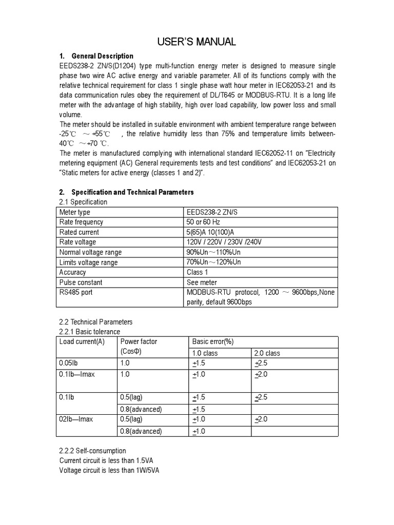 D1204 USER MANUAL Jolin | PDF | Mains Electricity | Alternating Current