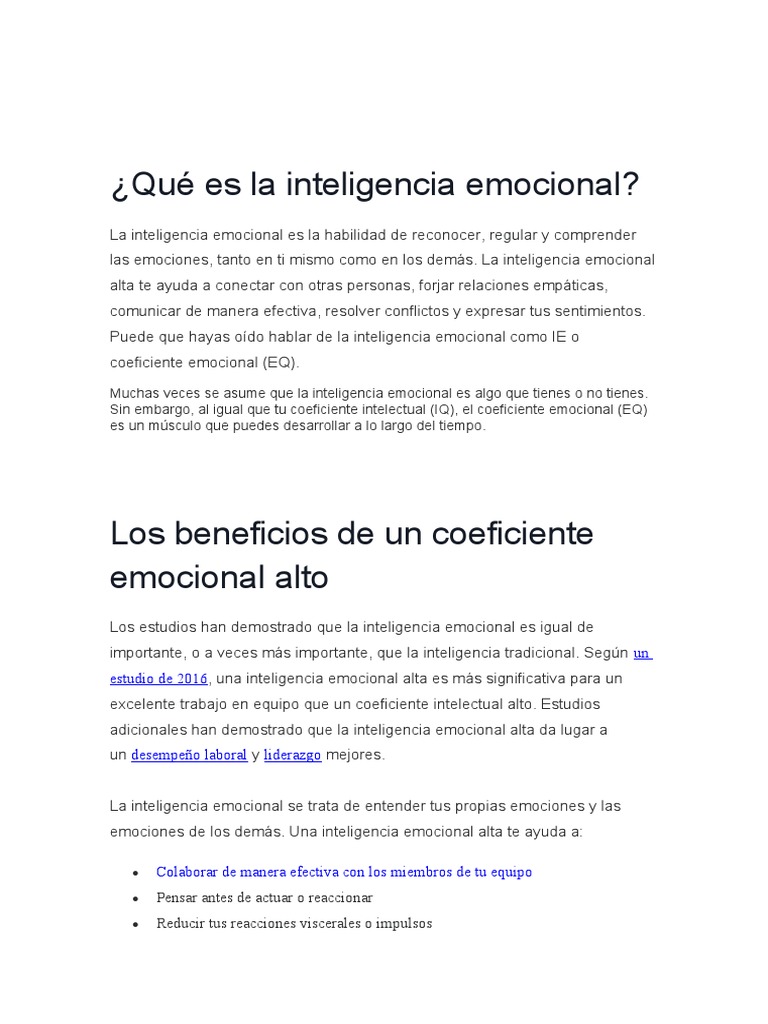 Definición de inteligencia emocional | PDF | Inteligencia emocional ...