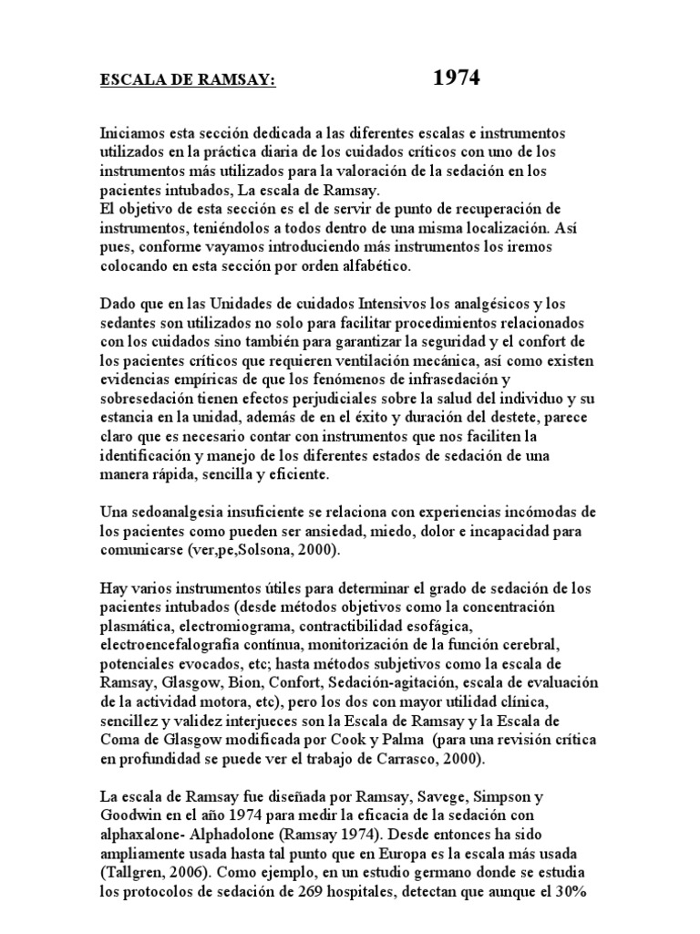 Escala de Ramsay | PDF | Coma | Medicina