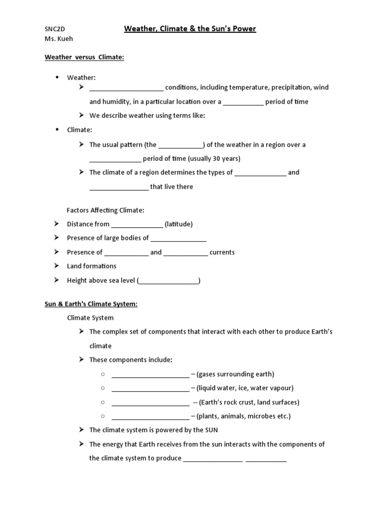 Lesson 1 Weather Climate and Suns Power | PDF | Earth | Climate