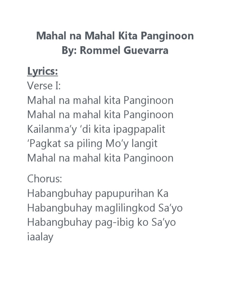 Kay Buti Buti Mo Panginoon Lyrics | PDF