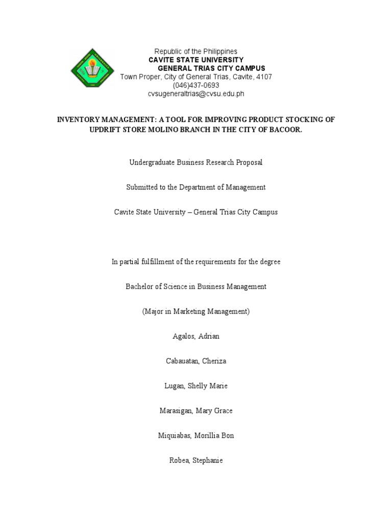 Research Proposal | PDF | Inventory | Business