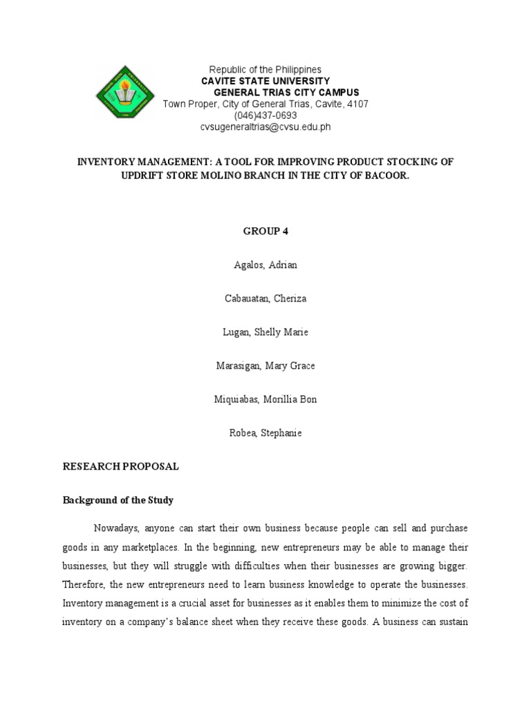 Final Proposal | PDF | Inventory | Business