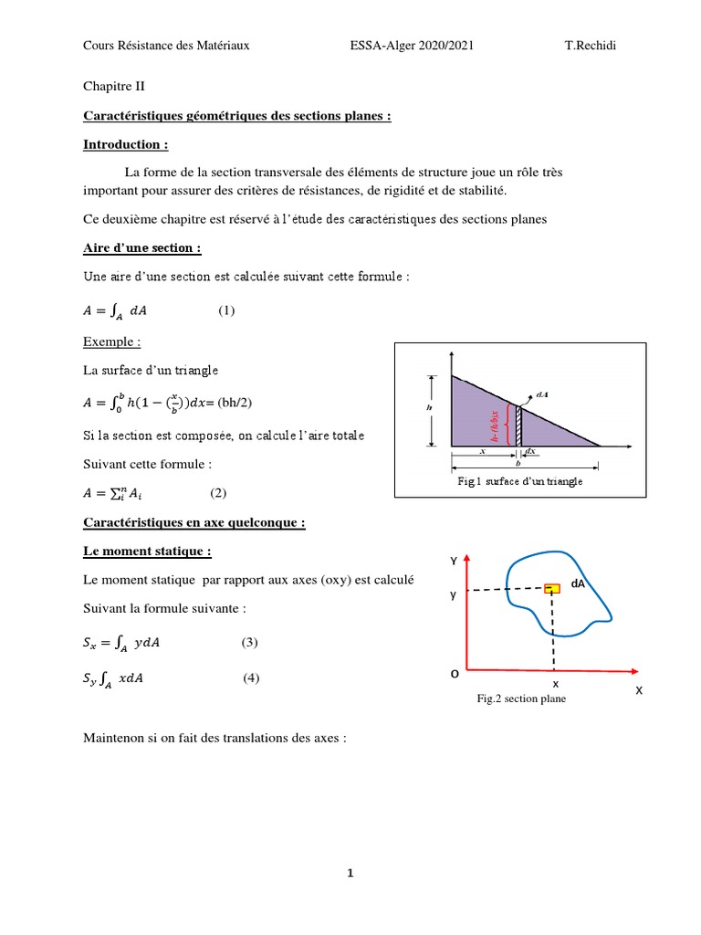 Caractéristiques des sections planes | PDF | Centre d'inertie | Résistance des matériaux
