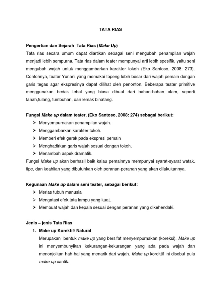 TATA RIAS Pengertian Dan Sejarah Tata Ri | PDF