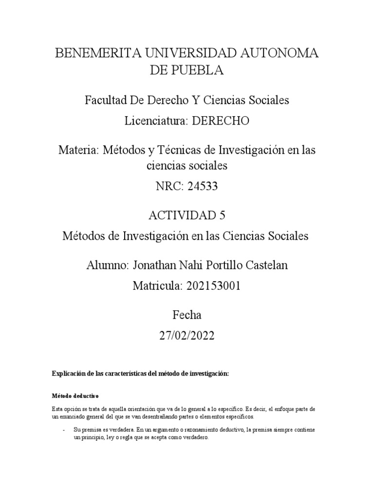 Actividad 5 Métodos De Investigación En Las Ciencias Sociales Pdf