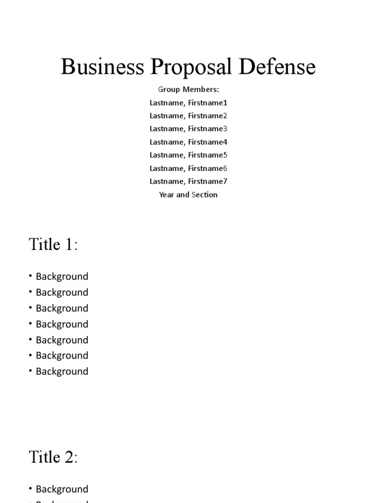 Business Proposal Defense Overview | PDF