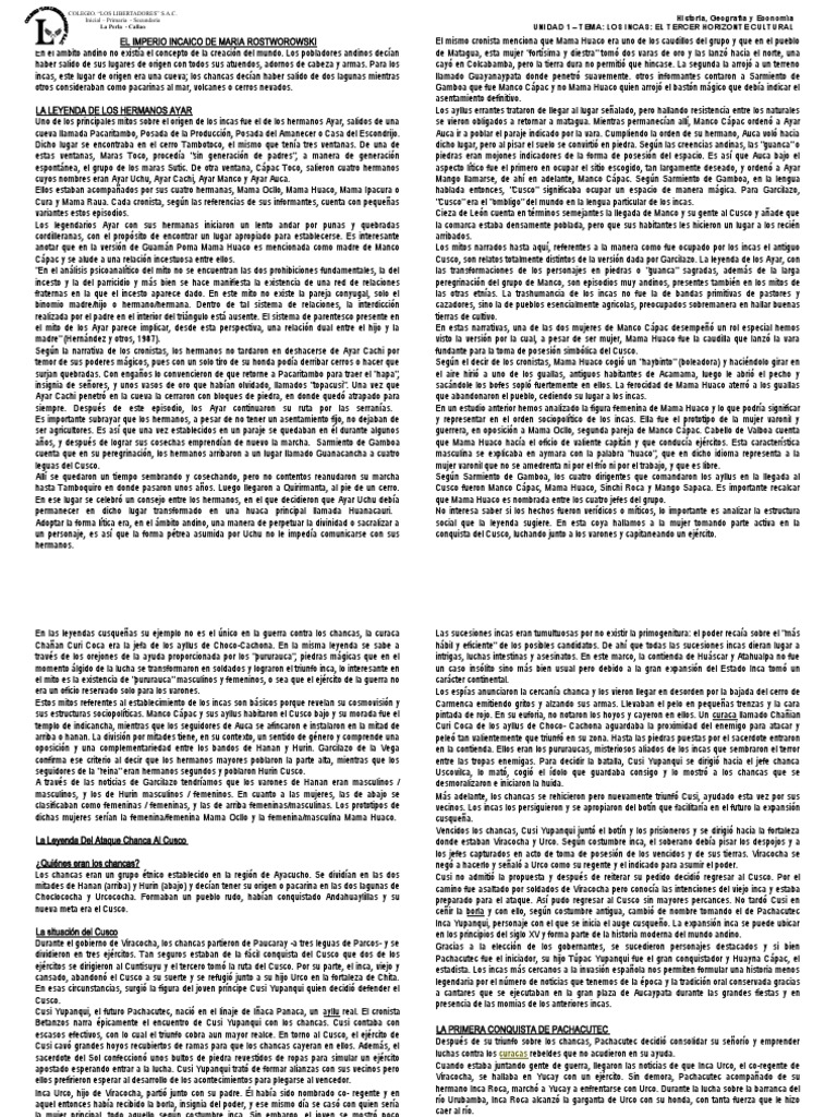 La leyenda de los orígenes del Imperio Inca y el papel de la mujer Mama ...