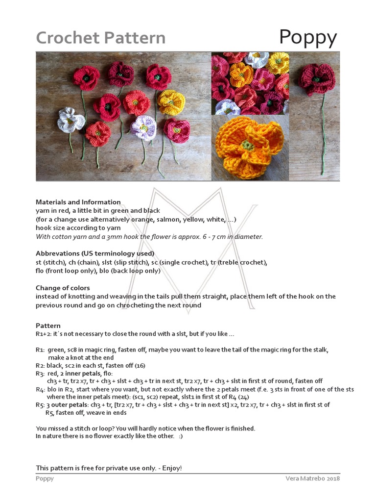 Poppy Crochet Pattern | PDF