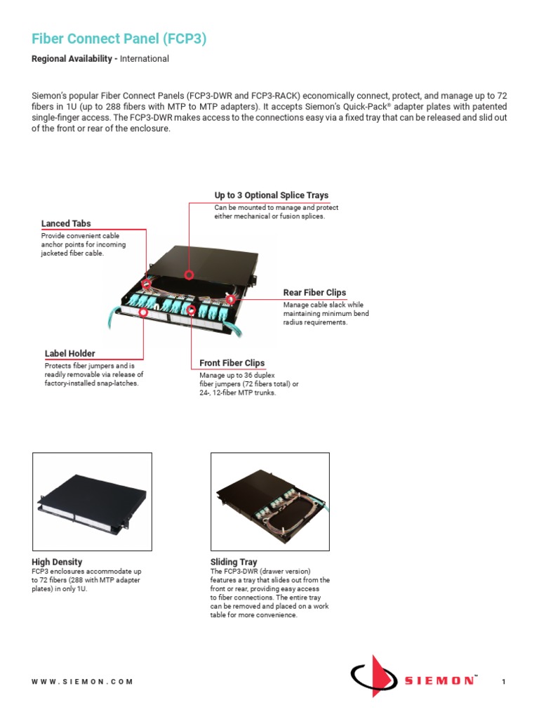 Siemon-Fcp3 Fiber Connect Panel Spec-Sheet | PDF | Optical Fiber ...