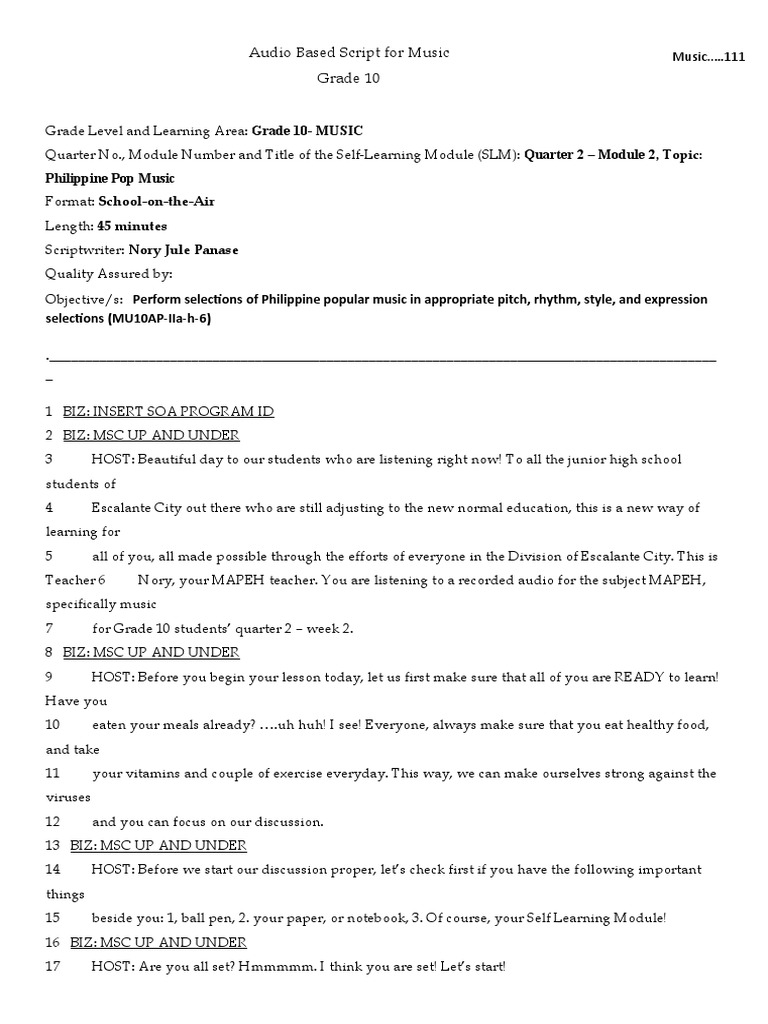 Script | PDF | Performing Arts | Philippines