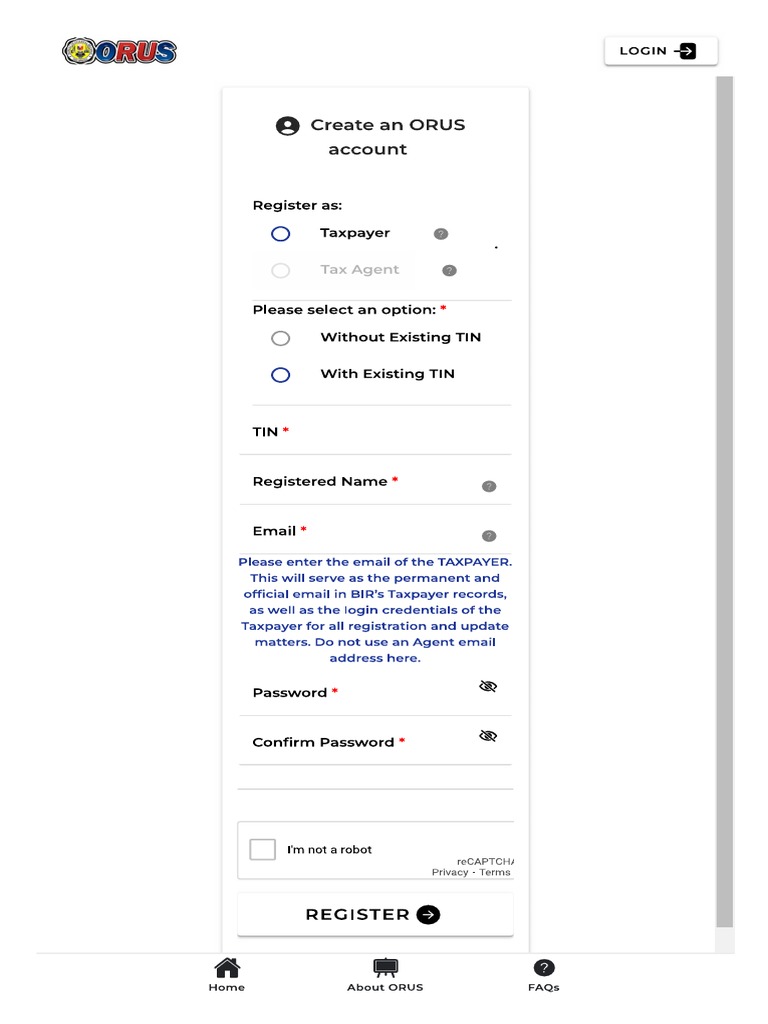 ORUS Registration Page | PDF