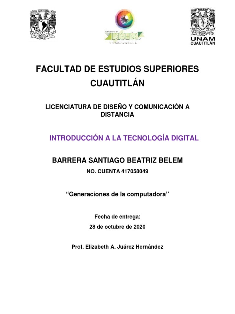 Barrera.B. U1A1 - Generacionesdecomputadora | PDF | Almacenamiento de ...