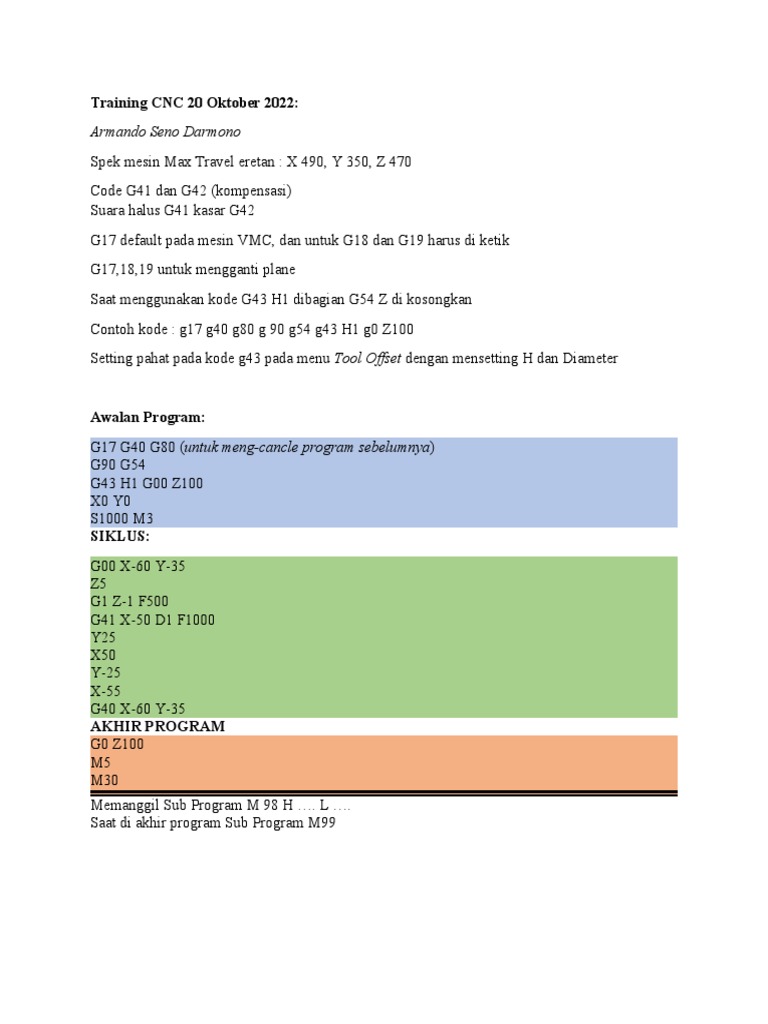 Training CNC 20 Oktober 2022 | PDF