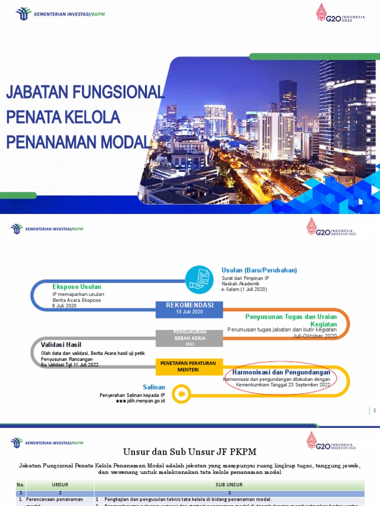 Paparan BKPM - Progres Penyusunan JF Penata Kelola Penanaman Modal | PDF