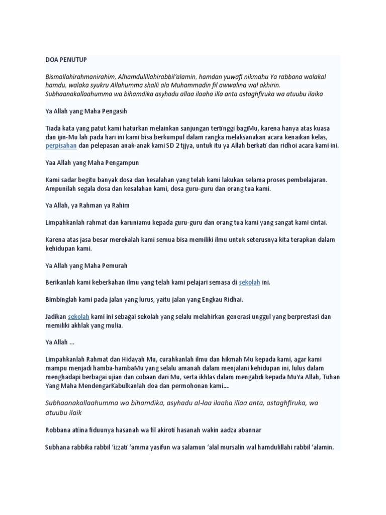 Doa Penutup Acara | PDF