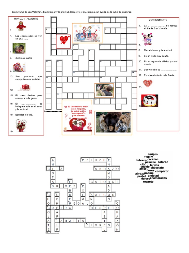 Crucigrama de San Valentín con palabras de amor y amistad | PDF