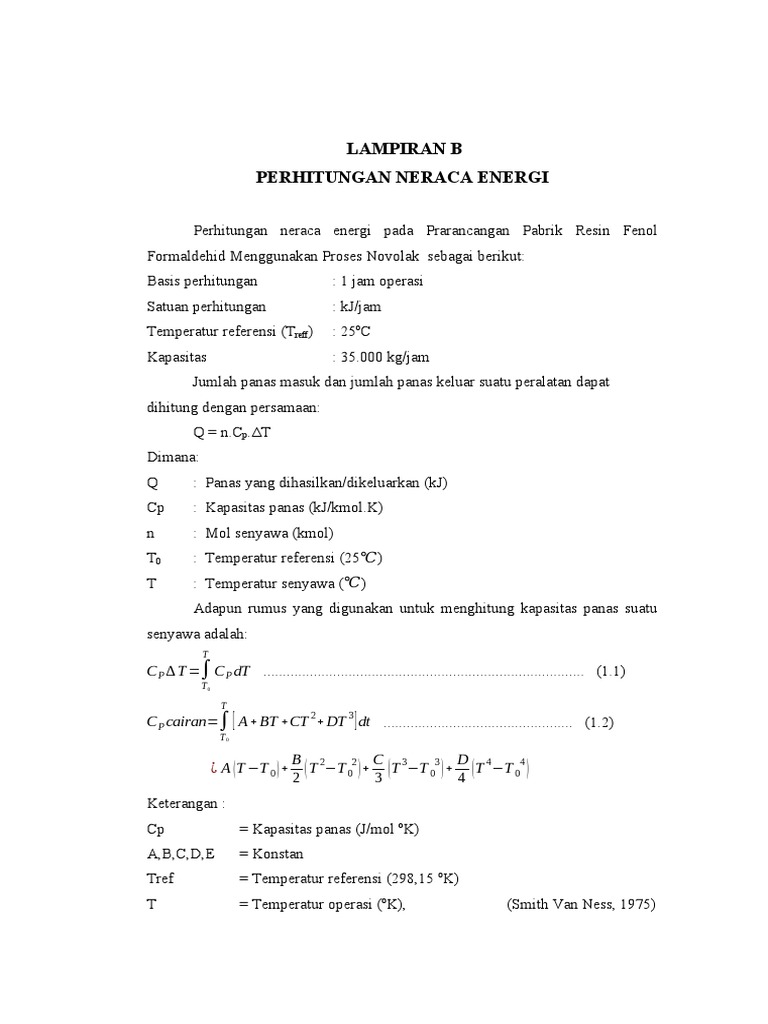 Lampiran B Neraca Energi | PDF