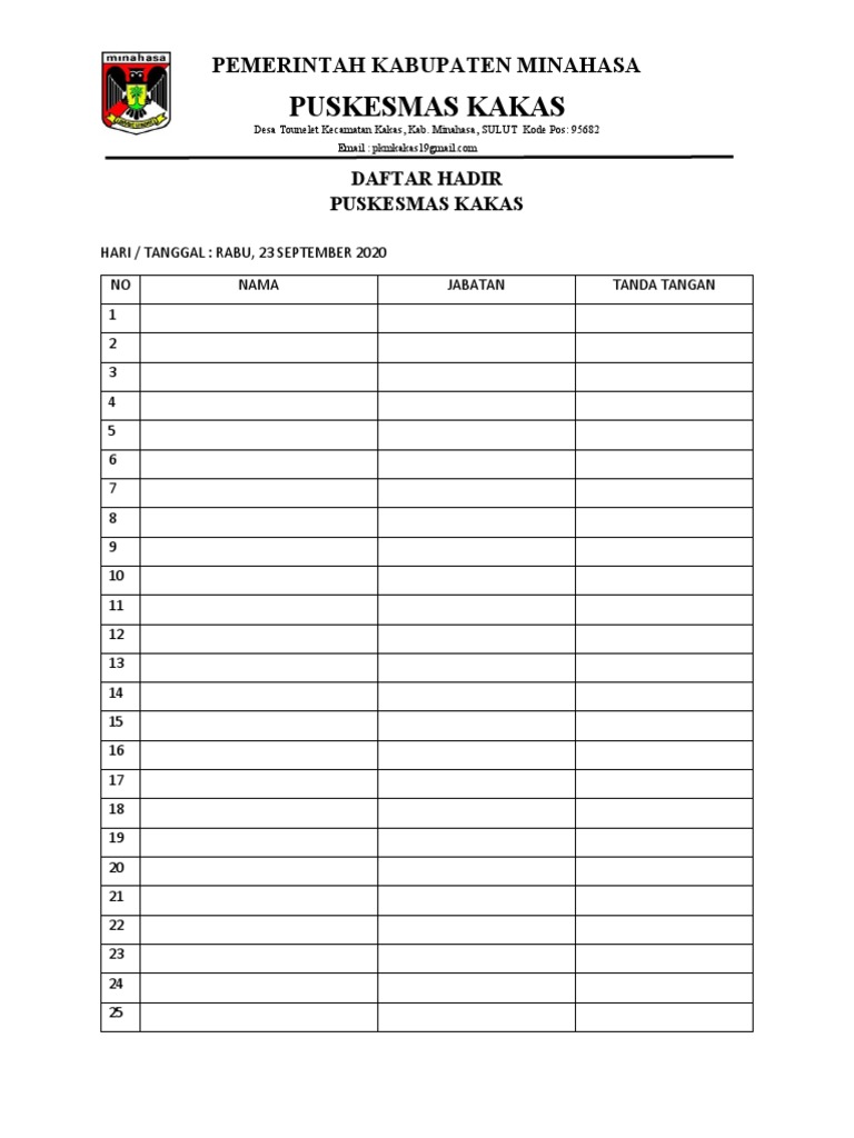 DAFTAR HADIR Upacara PKM Kakas | PDF