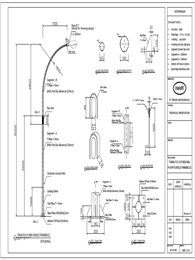 Tiang PJU Oktagonal H-06M SP (Bottom 160mm) Sock 2 Inch Rev | PDF ...